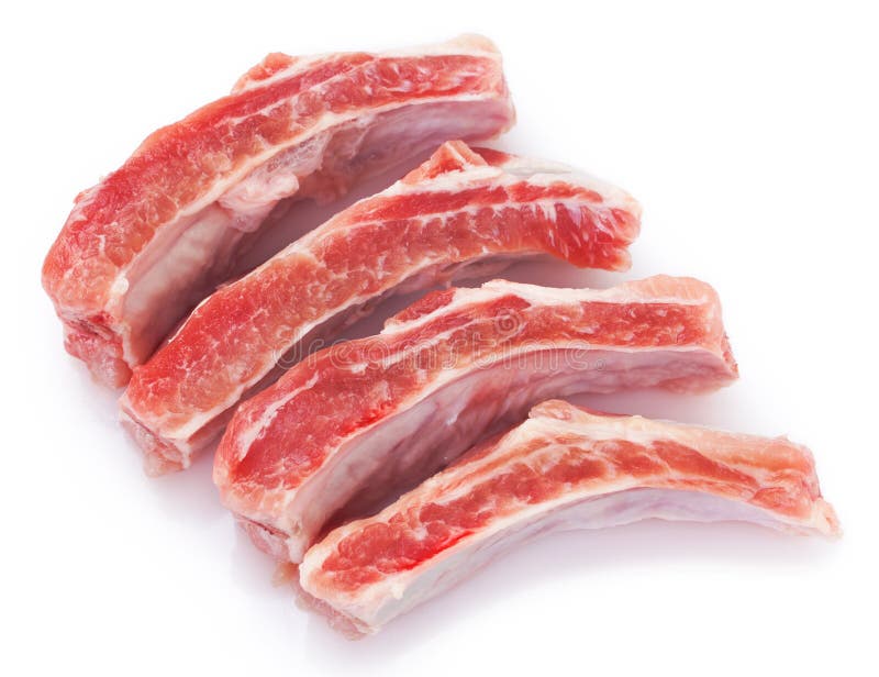 Raw Pork Ribs on White Background Stock Image - Image of food, closeup ...