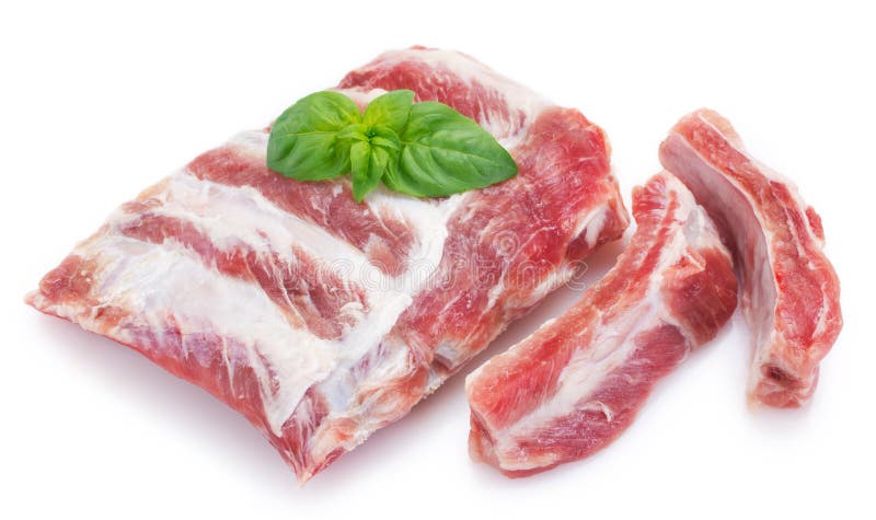 Raw Pork Ribs on White Background Stock Image - Image of meat, bone ...