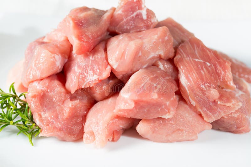 Raw pork stock image. Image of parsley, horizontal, pieces - 48798605