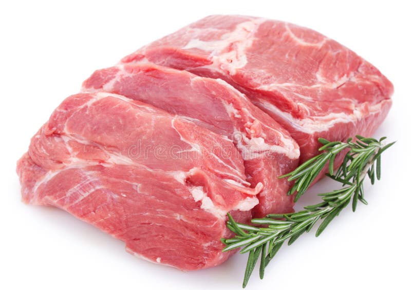 Raw Pork on White Background. Fresh Meat Stock Image - Image of fresh ...