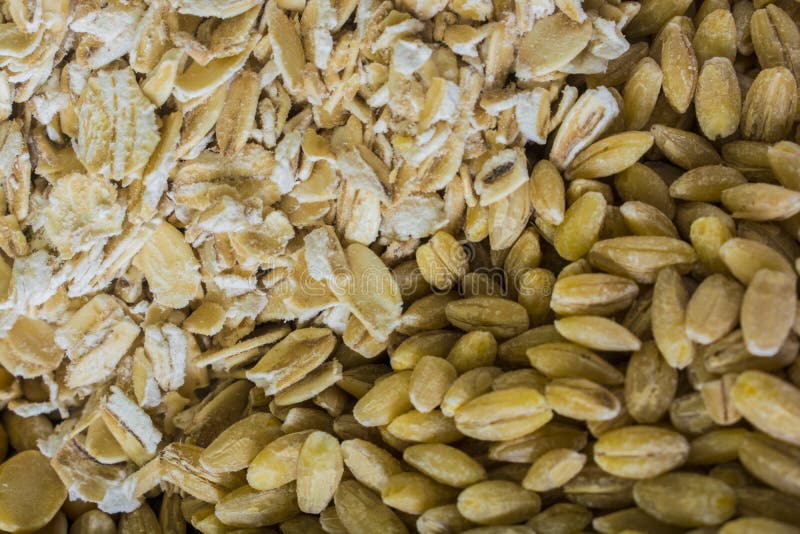 Raw Porridge and Wheat Background Stock Image - Image of barley ...