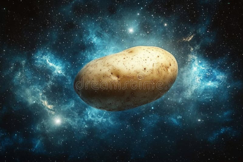 Raw Potato Floating in Outer Space, Surrounded by Nebulae and Stars ...