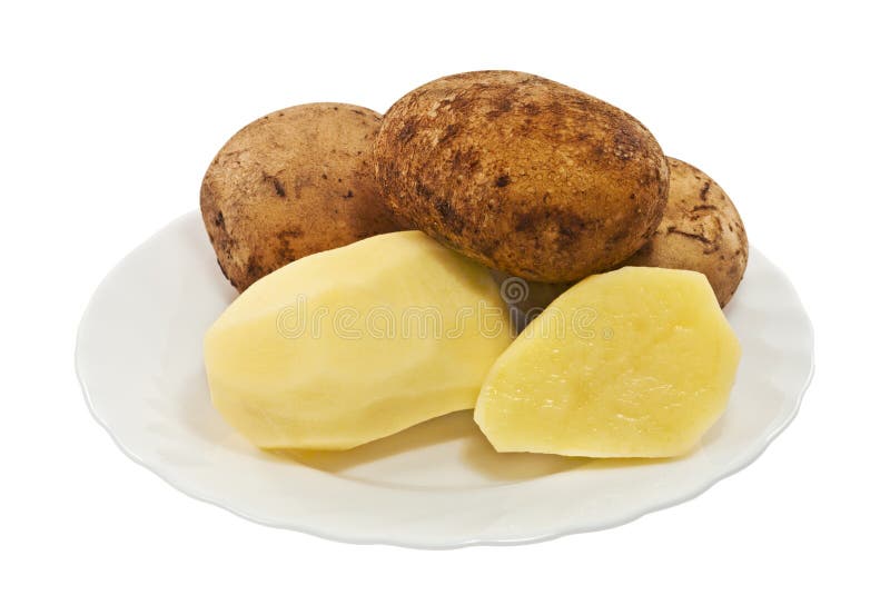 Raw Potato on the Plate Isolated Stock Photo - Image of farming, fresh ...