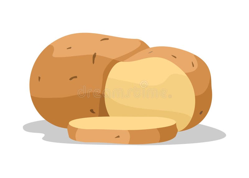 Raw Potato, Whole and Sliced. Simple Flat Illustration. Stock Vector ...
