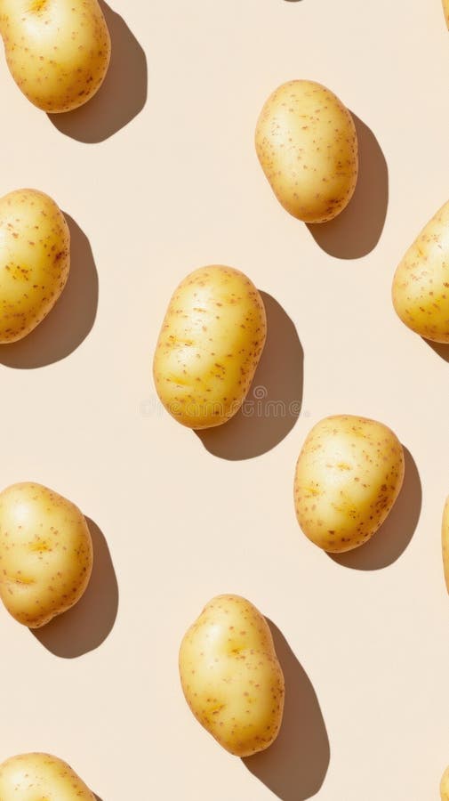Pattern of Fresh Potatoes Creating Interesting Shadows on Beige ...