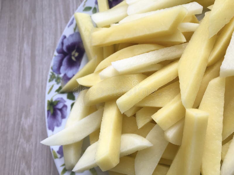 Raw Potatoes Cut for Making French Fries Stock Image - Image of french ...
