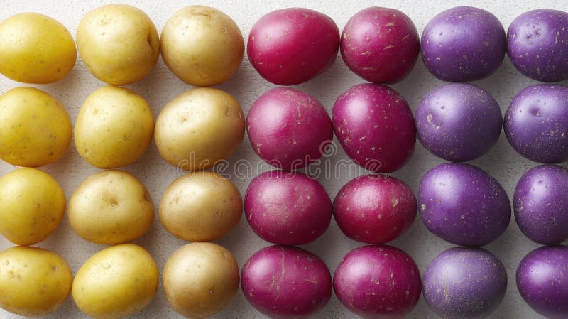 Different Varieties of Raw Potatoes Arranged in a Minimalistic Grid on ...