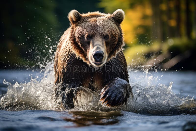 Raw Power of a Grizzly Bear in Nature. AI Generated Stock Illustration ...