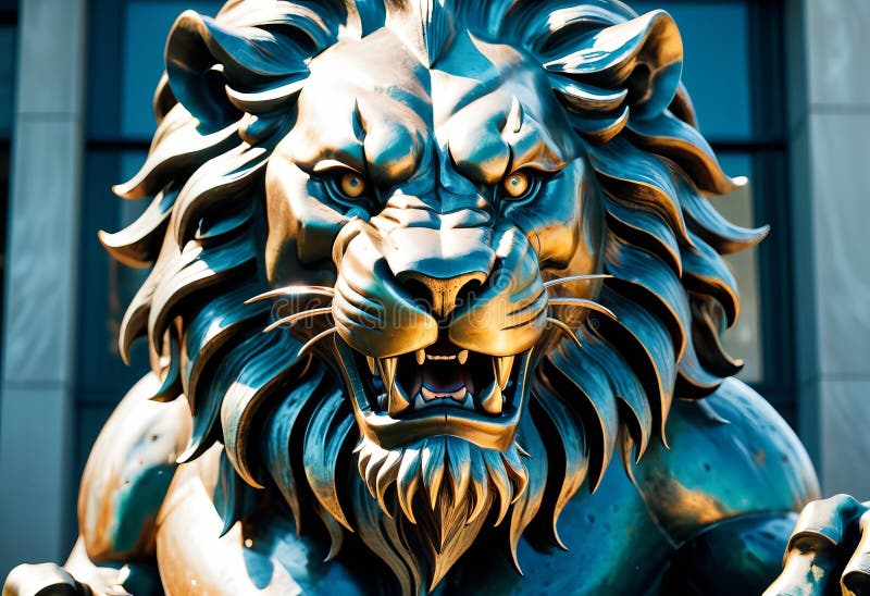 The Raw Power of a Majestic Metal Lion Stock Illustration ...