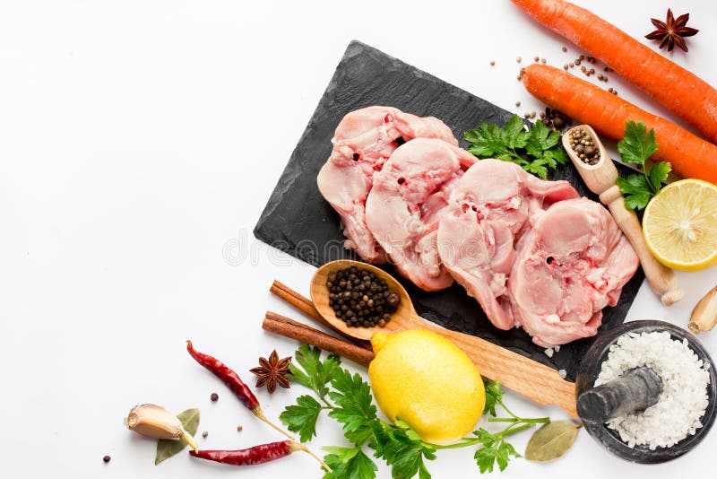Raw Rabbit Meat Rack Saddle with Ingredient Stock Photo - Image of food ...