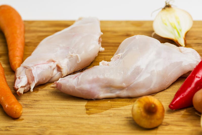 Raw rabbit meat stock photo. Image of boneisolated, butchers - 48702108
