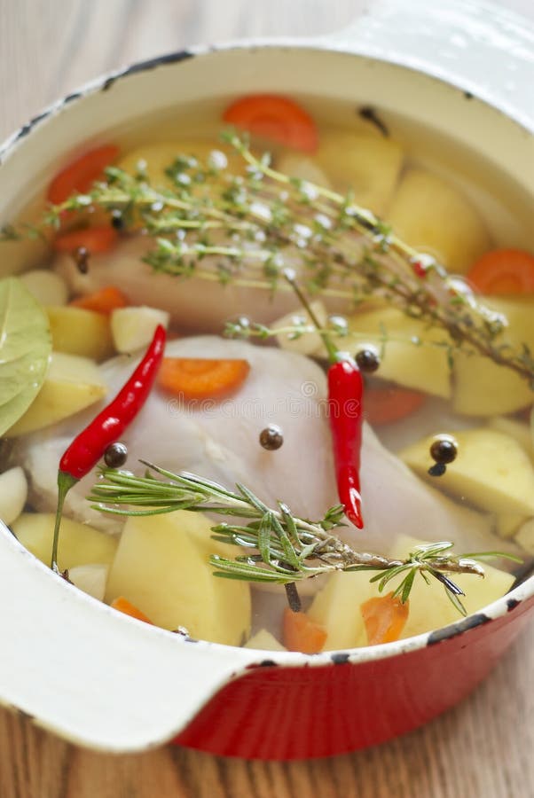 Boiled Rabbit Meat with Garlic, Oil and Herbs Stock Image - Image of ...