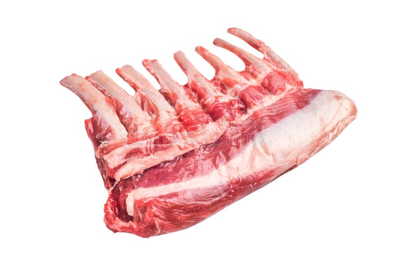 Raw Rack Lamb Mutton Cutlets Isolated White Background Top View Stock ...