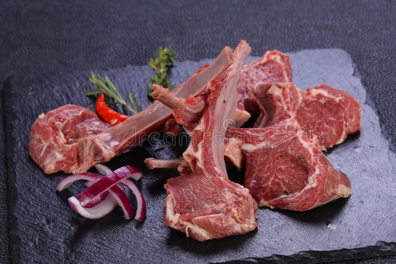 Raw rack of lamb stock image. Image of isolated, board - 201564461
