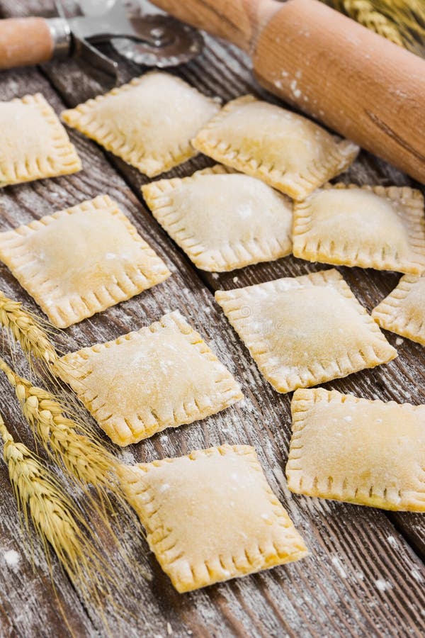 Raw ravioli stock photo. Image of cuisine, knife, making - 63341054