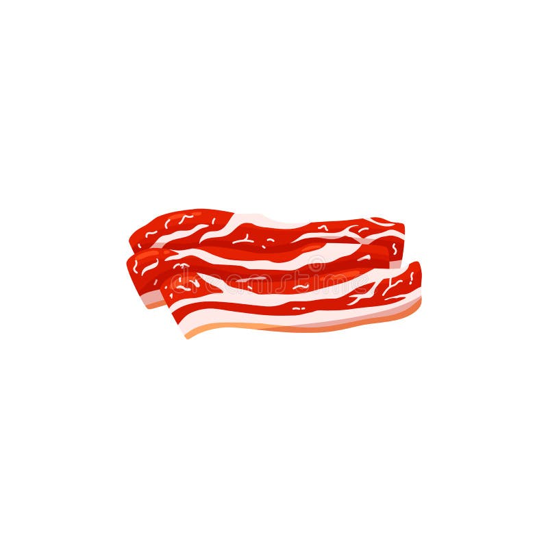 Raw Red Bacon Slices. Uncooked Bacon Stripes Lying in Composition, Top ...
