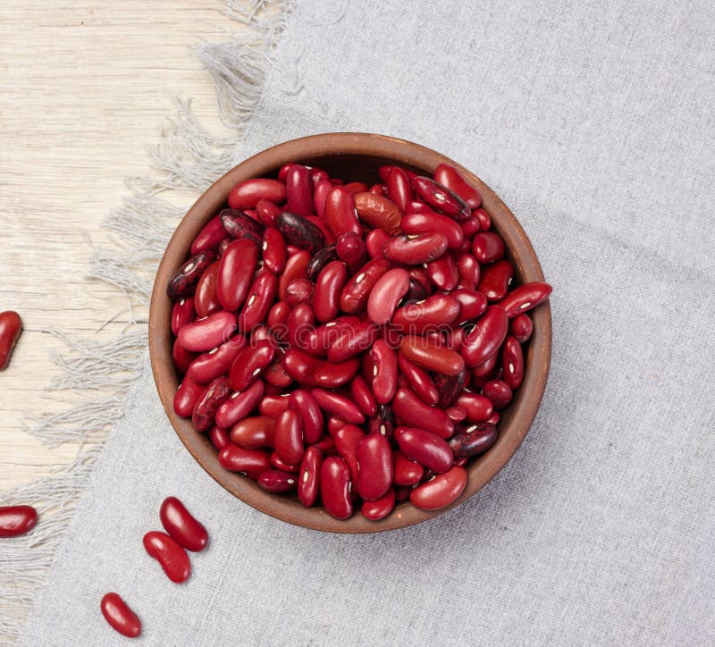 Raw Red Beans in a Plate on the Table, Top View Stock Photo - Image of ...