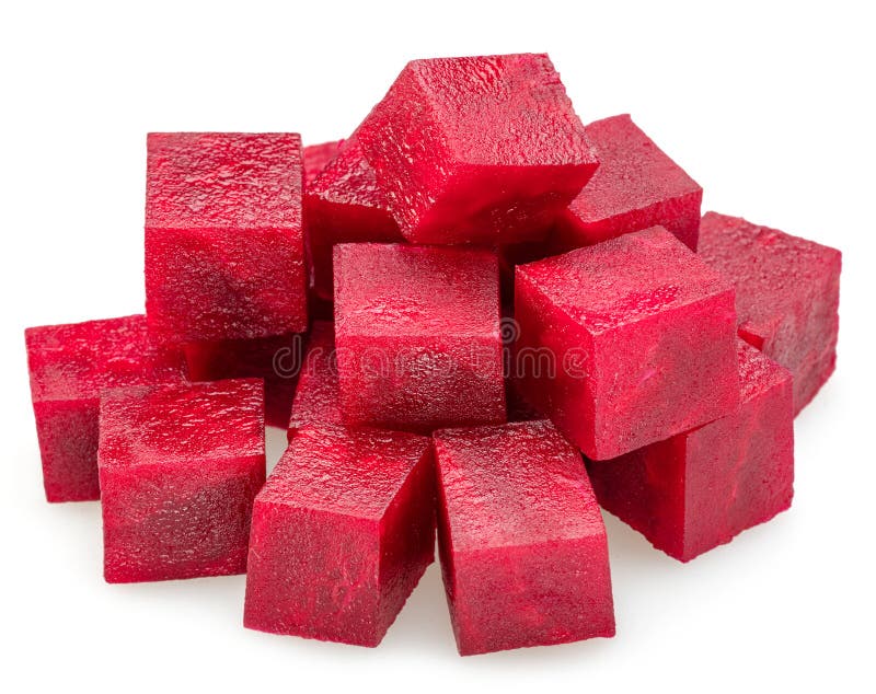 Raw Red Beetroot Cubes Isolated on White Background Stock Photo - Image ...