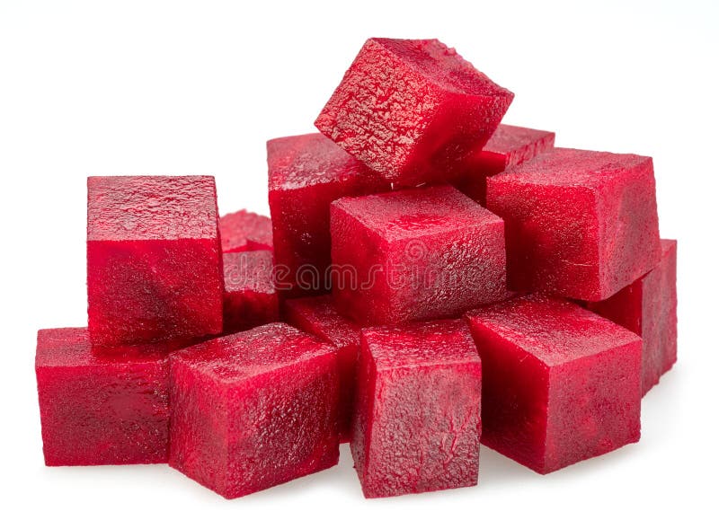 Raw Red Beetroot Cubes Isolated on White Background Stock Image - Image ...