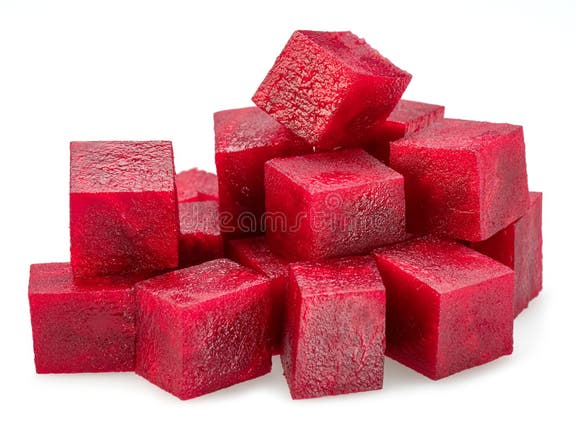 Raw Red Beetroot Cubes Isolated on White Background Stock Image - Image ...