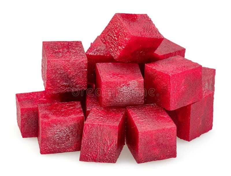 Raw Red Beetroot Cubes Isolated on White Background Stock Photo - Image ...