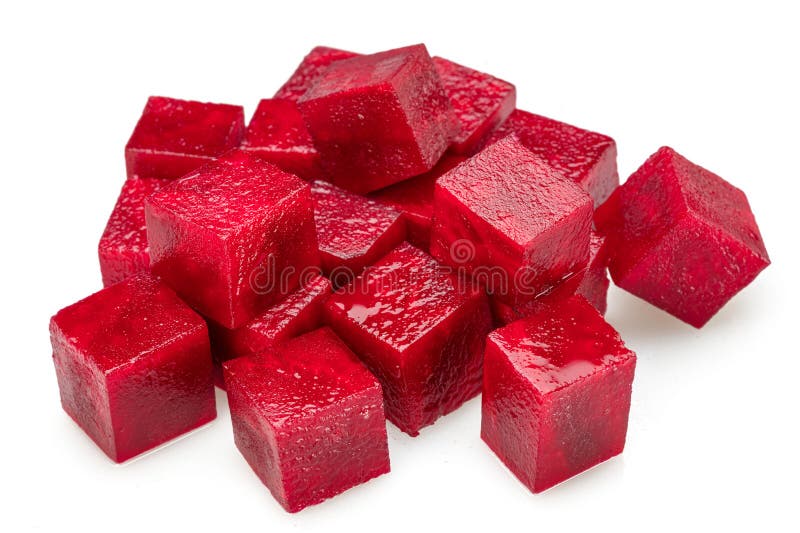 Raw Red Beetroot Cubes Isolated on White Background Stock Photo - Image ...