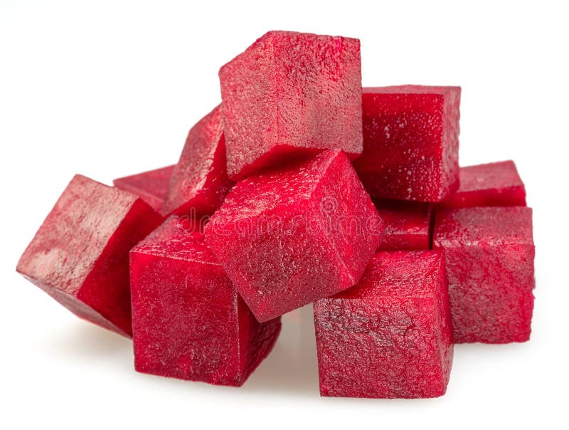 Raw Red Beetroot Cubes Isolated on White Background Stock Photo - Image ...