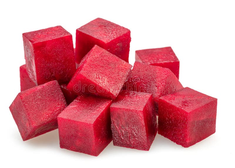 Raw Red Beetroot Cubes Isolated on White Background Stock Image - Image ...