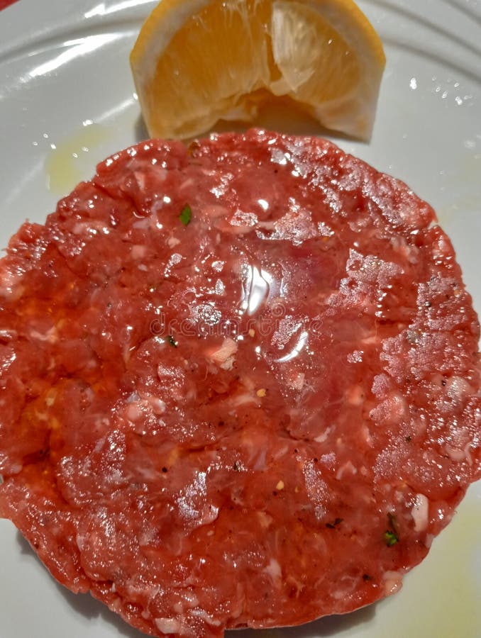 Raw Red Meat in a Plate. Italian Food Stock Image - Image of food, ital ...