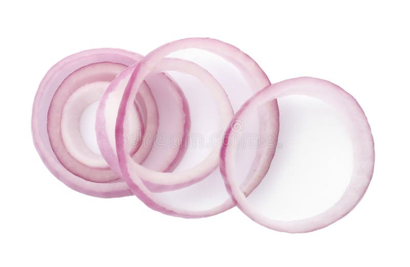 Raw Red Onion Rings Isolated on White Stock Image - Image of flavor ...
