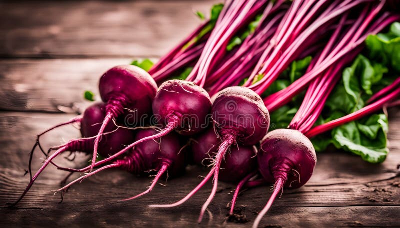 Raw Red Organic Beet Roots with Stems Stock Illustration - Illustration ...