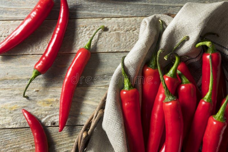 Raw Red Organic Hot Finger Peppers Stock Image - Image of organic ...