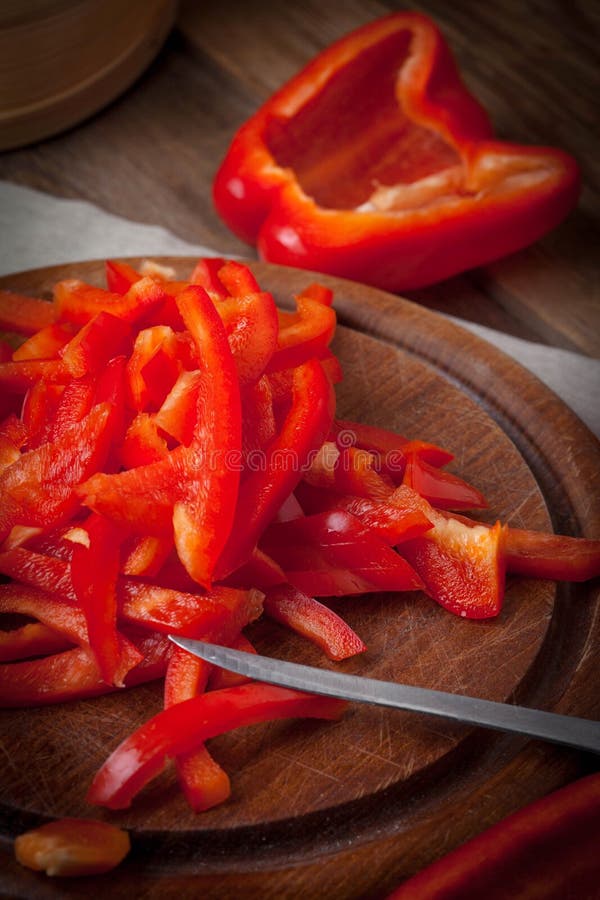 Raw, Red Pepper Cut into Strips. Stock Photo - Image of ingredient ...