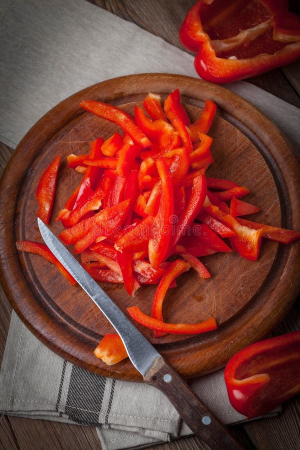 Raw, Red Pepper Cut into Strips. Stock Image - Image of vegetarian ...