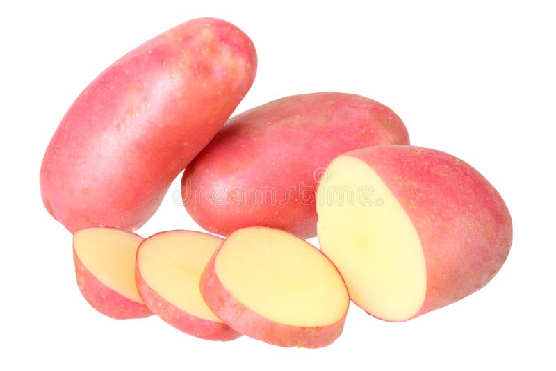 Raw Red Potato with Slices Isolated on White Background Stock Image ...