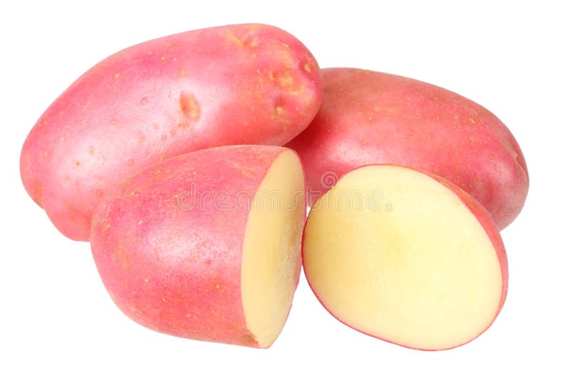 Raw Red Potato with Slices Isolated on White Background Stock Photo ...