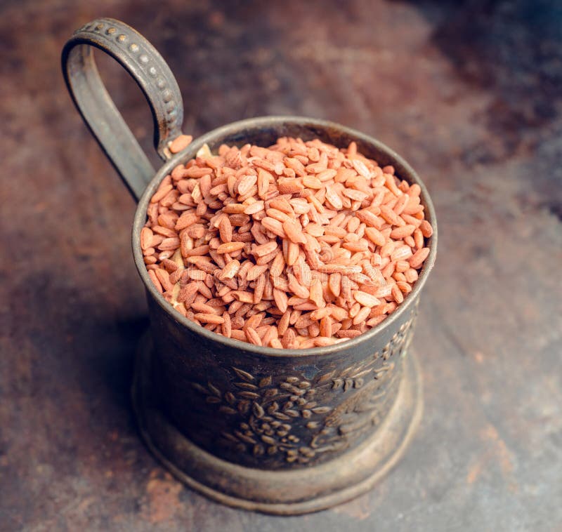 Raw Red Rice Dev-zira on the Kitchen Table Stock Photo - Image of ...