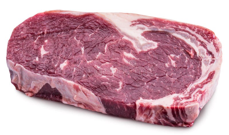 Raw Ribeye Steak or Beef Steak on White Background. Clipping Pat Stock ...