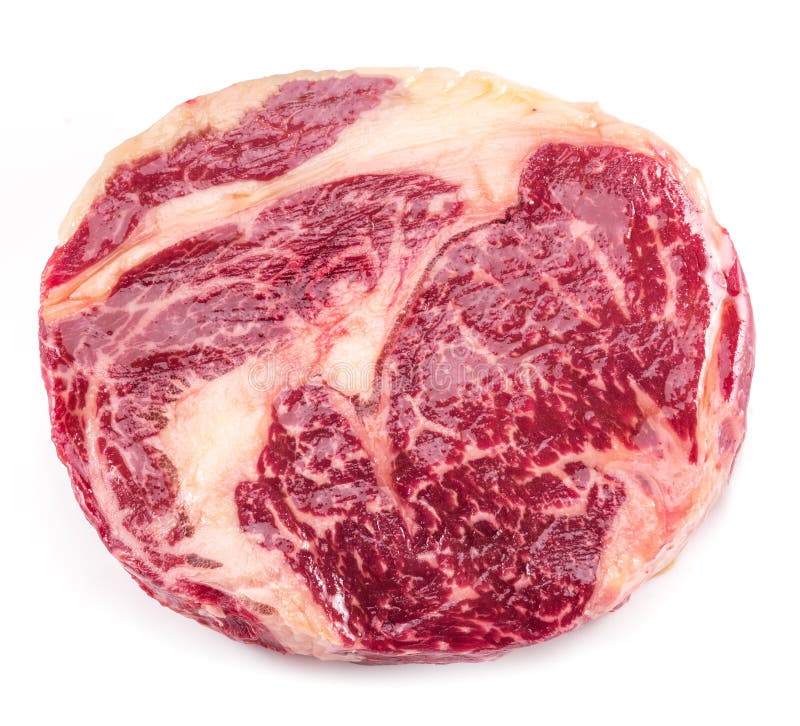 Raw Ribeye Steak Isolated on White Background Stock Photo - Image of ...