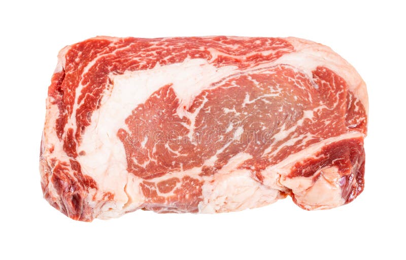 Raw Ribeye Steak from Marble Beef Isolated Stock Photo - Image of pink ...