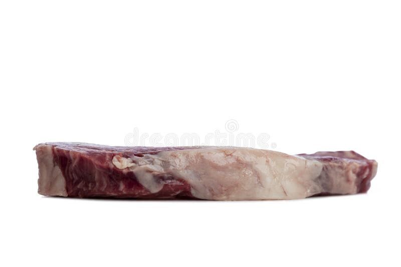 Raw Ribeye Steak. a Piece of Marbled Beef. Side View, Profile Stock ...