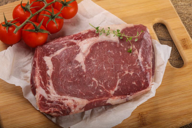Raw ribeye steak stock photo. Image of barbecue, uncooked - 111968454