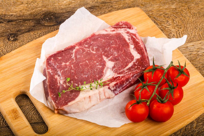 Raw ribeye steak stock image. Image of pepper, salt - 112512739
