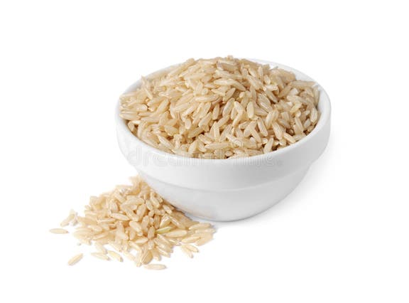 Raw Rice in Bowl Isolated on White Stock Image - Image of grain, dinner ...