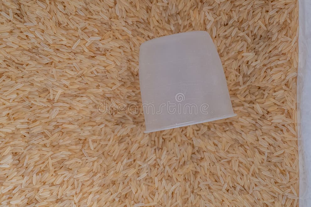 Raw Rice in Bucket at Home Pantry Stock Photo - Image of pattern ...