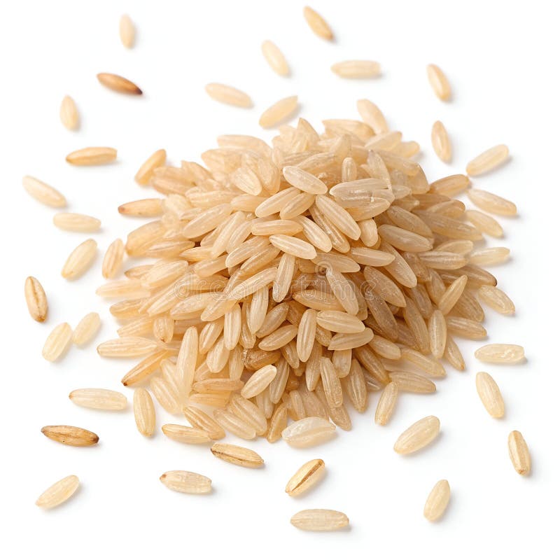 Raw Rice Grains Isolated on White Background Stock Illustration ...