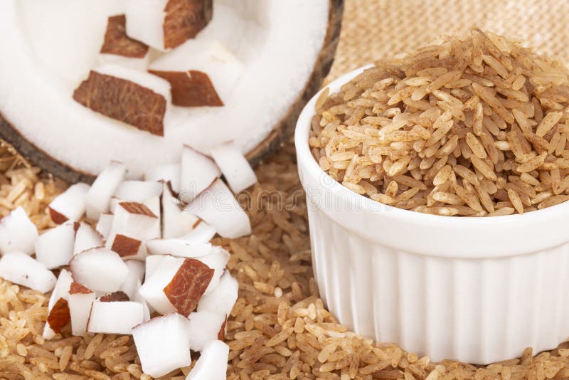 Raw Rice - Rice Ready To Prepare Coconut Rice Stock Photo - Image of ...
