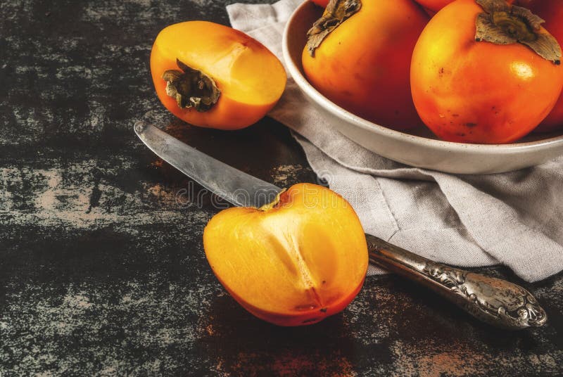 Raw ripe persimmon stock photo. Image of juicy, fresh - 130067250