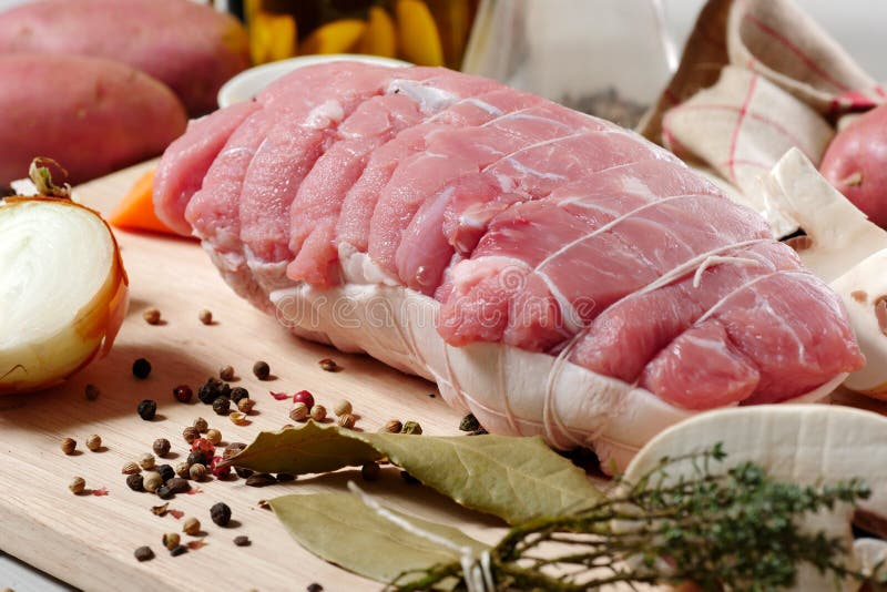 Raw Roast Pork Ready for Cooking Stock Photo - Image of uncooked ...