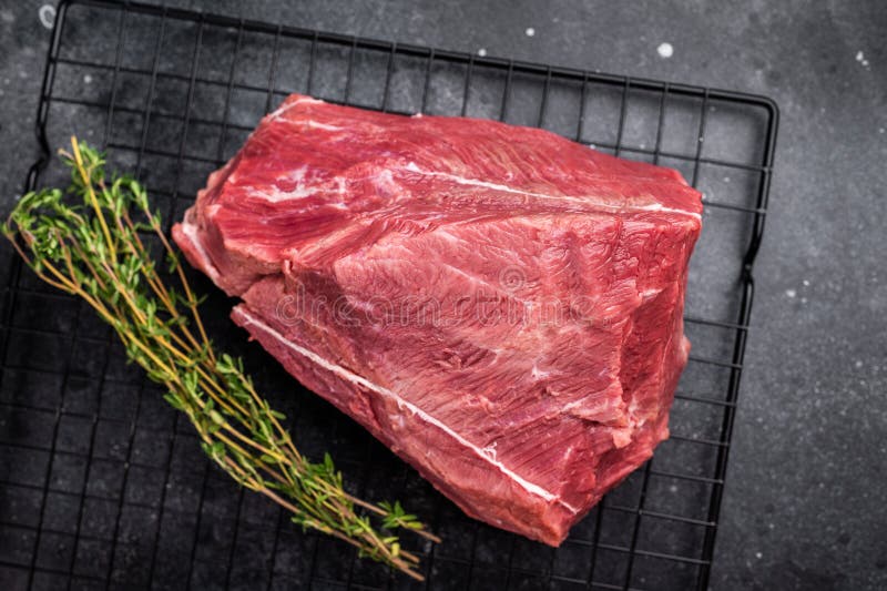 Raw Roe Deer Meat, Wild Venison Game Meat. Black Background Stock Image ...